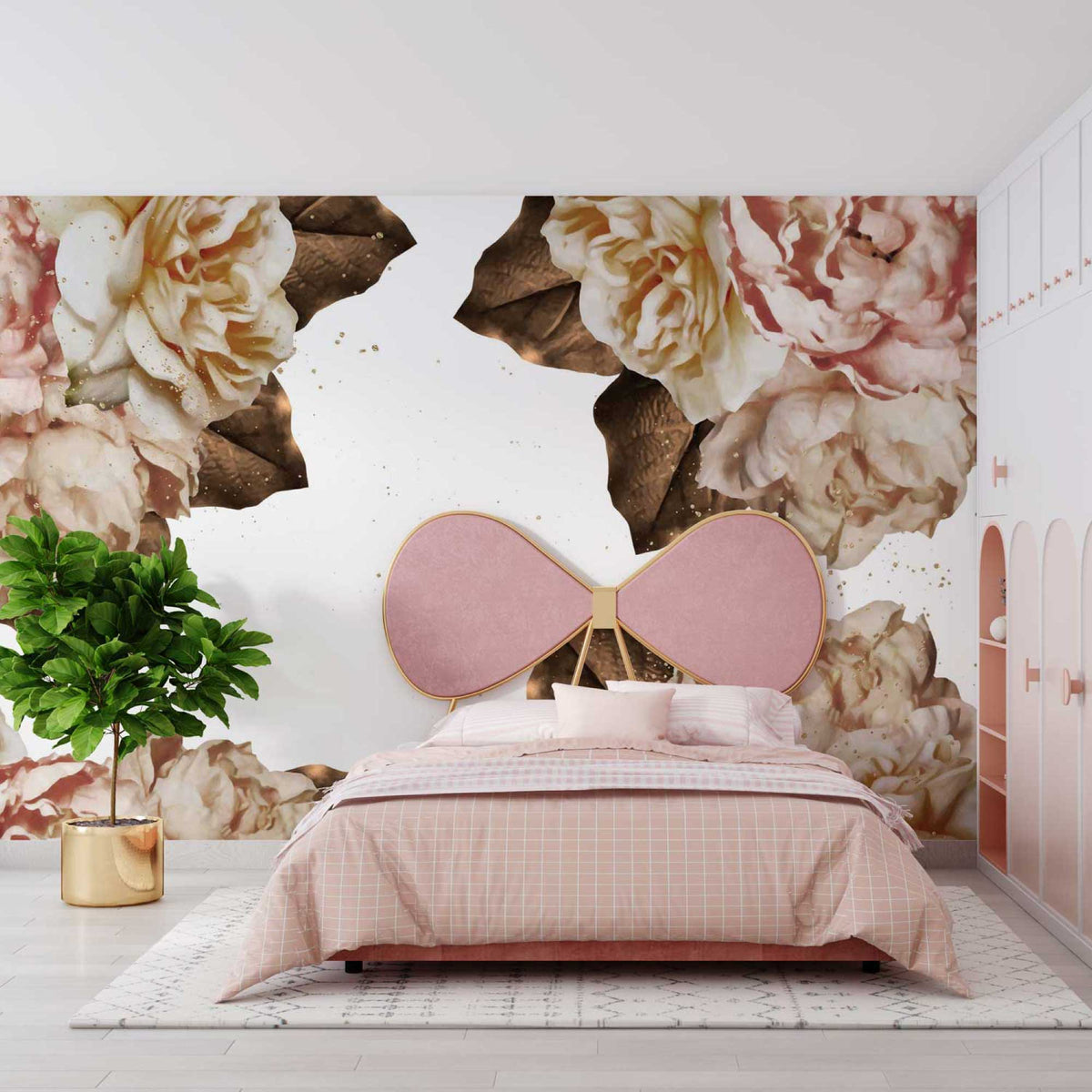 Light blush wall mural WIV-374 - Subtle Floral Wall Mural & Wallpaper ...