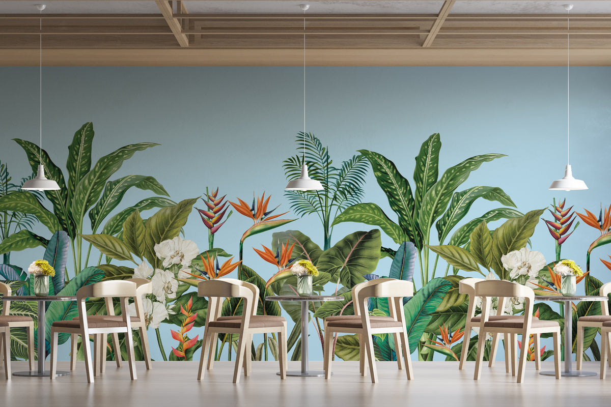 Botanical Paradise wall mural WIV-933 - A Luxurious Tropical Retreat f ...